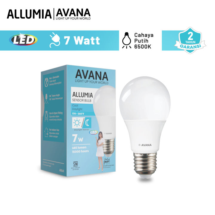 Avana Bulb Daylight Sensor Lampu Led 7 Watt Putih 6500k Light Bulb 6463