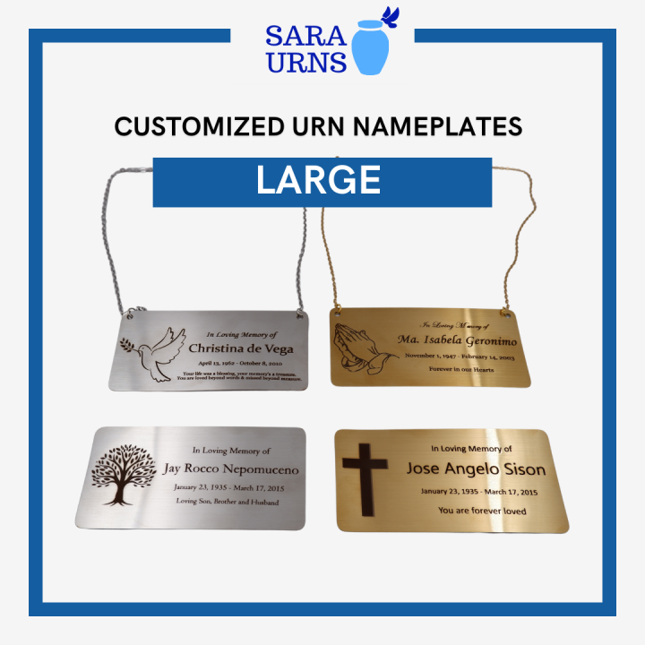 [Sara Urns PH] LARGE Customized Gold Silver Urn Nameplate Metal Urn ...