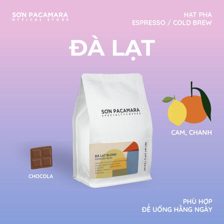 Cà Phê Espresso Sơn Pacamara Gói Đà Lạt, 100% Specialty Coffee Đà Lạt, Gu Hiện Đại Rang Vừa, Gói ...