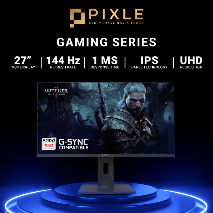 PIXLE Monitor 27 inch | 4K Monitors | Gaming Monitor UHD 144Hz 1ms Flat ...