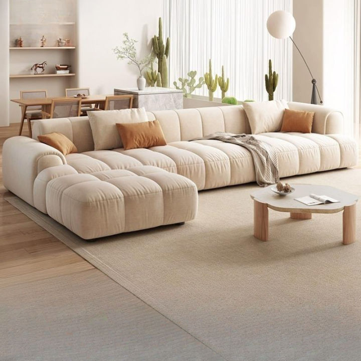 Cloud Technology Cloth Sofa Living Room Small Apartment Japanese Cream ...