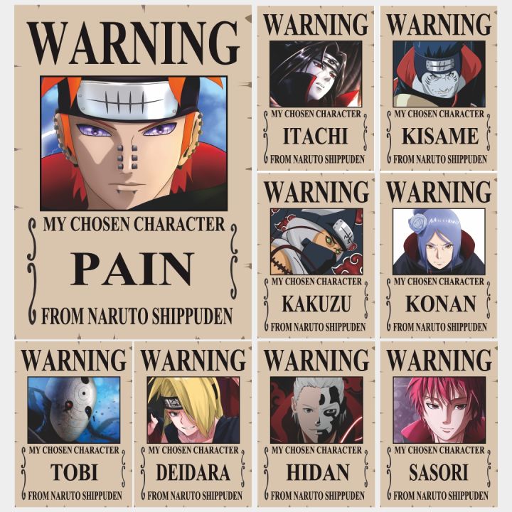 Poster Warning Anime Naruto Poster Akatsuki ISI 12 Poster A3+/A4 ...