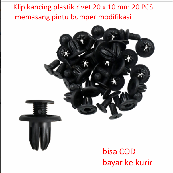 Klip kancing plastik rivet 20 x 10 mm 20 PCS memasang pintu bumper ...