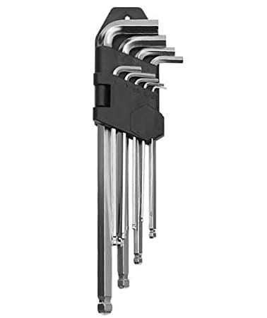 PROFESSIONAL L-SHAPED 9 pcs Cr-V Hex Allen Key Set Ball Point Wrench Set Long Arm High Hardness ...