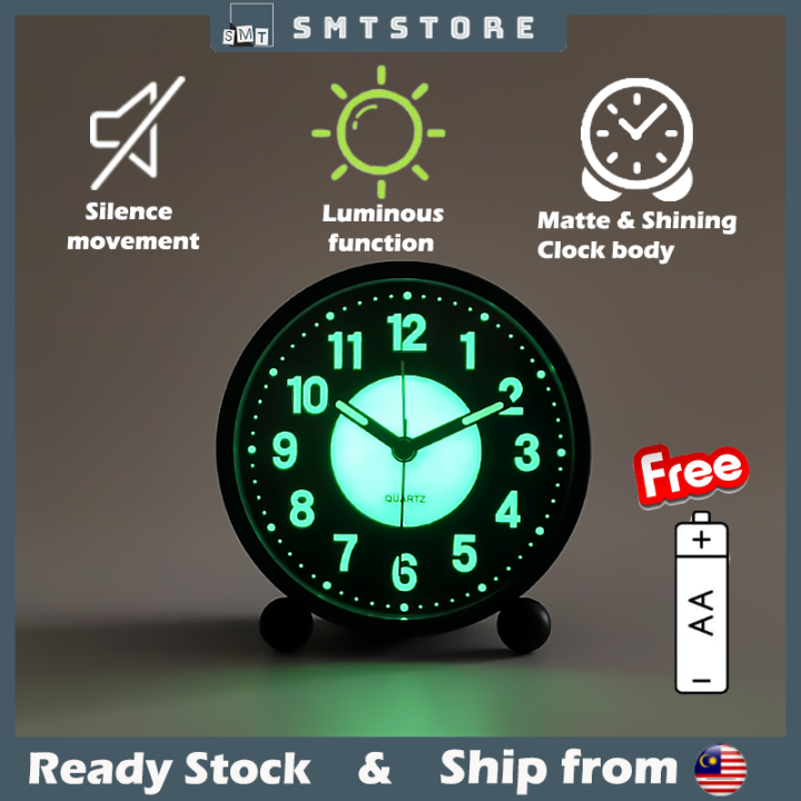 4inch Luminous colorful silence movement alarm clock | Lazada