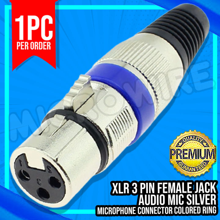 XLR 3 Pin Female Jack Audio Mic Silver Housing Microphone Connector ...