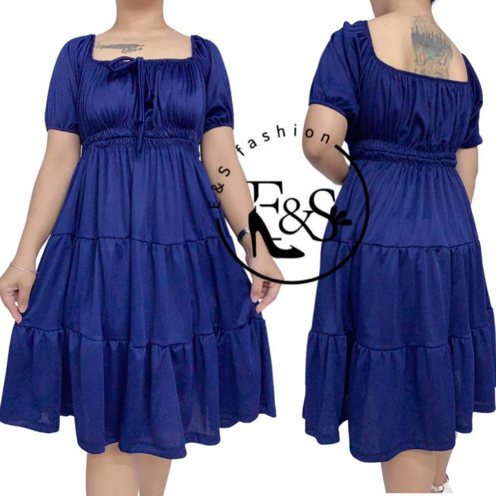 Carol Plus size Puff sleeve Garterized waist smocked dress | Lazada PH