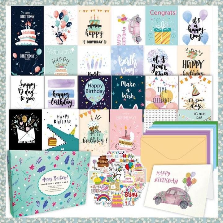 (SZHA) 50Pcs Uniqe Birthday Cards with Envelopes and Stickers,Greeting ...