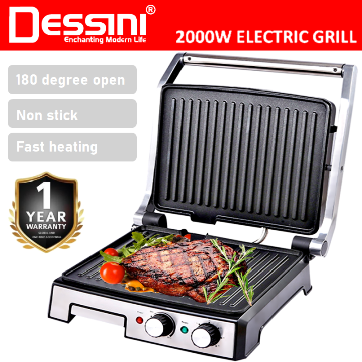 DESSINI ITALY 180° Open Double Sided Electric Pizza Panini Waffle ...