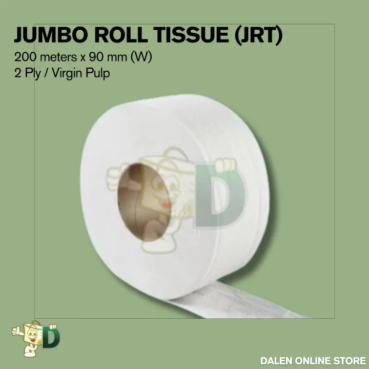 Jumbo Roll Tissue (JRT) | 200 meters x 90mm (W) | 2 Ply | Virgin Pulp ...