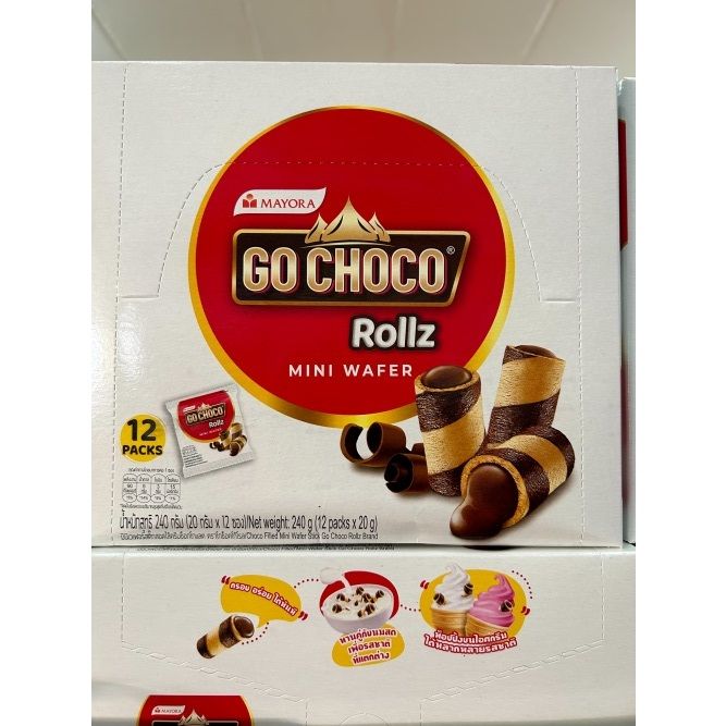 Go Choco มินิ เวเฟอร์โรล สอดไส้ช็อคโกแลต mini wafer rollz 20กรัมx12ซอง ...