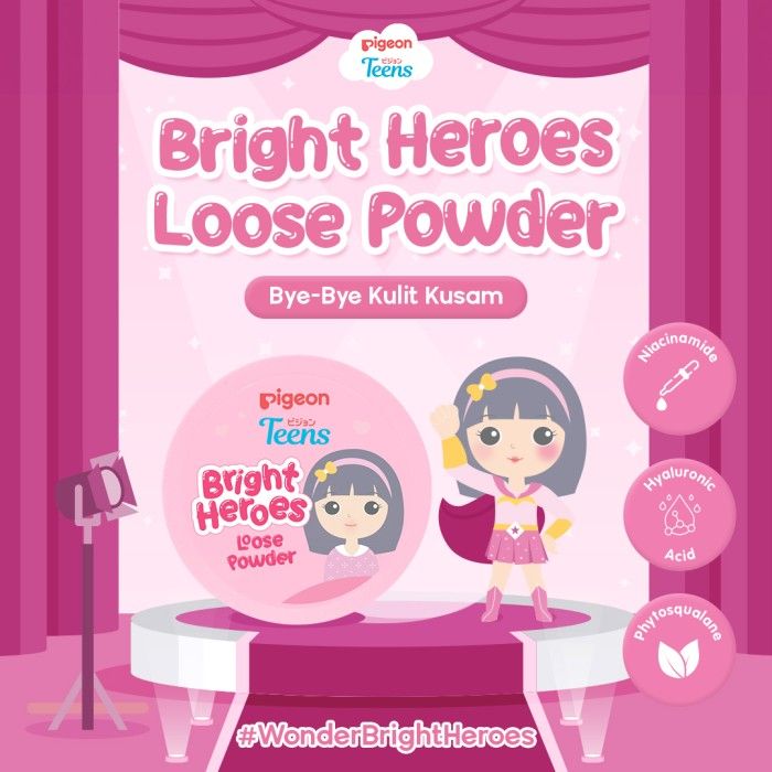 PIGEON TEENS Loose Powder | Bedak Tabur | Acne Ranger & Bright Heroes ...