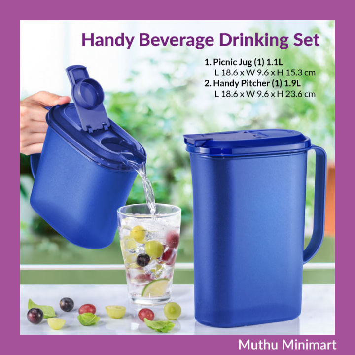 Original Tupperware | Handy Beverage Drinking Set Water Pitcher | Kendi ...