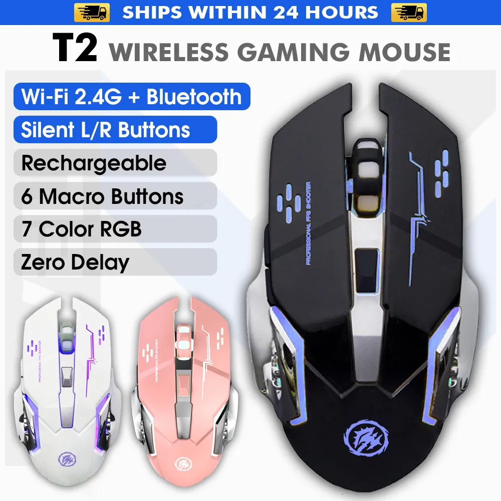Gaming mouse DUAL MODE WiFi + Bluetooth 6D/7D Silent Wired Wireless ...