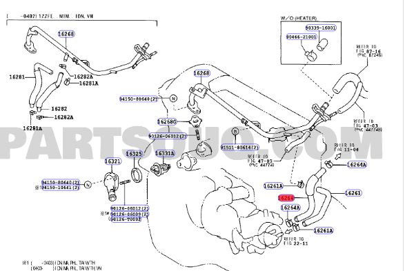 ORIGINAL TOYOTA BY-PASS HOSE NO. 2 FOR TOYOTA COROLLA 2001-2007 1ZZ/3ZZ ...