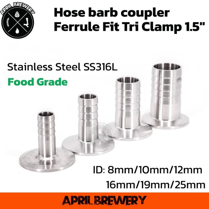 Pipe Fitting Ferrule Fit Tri Clamp Hose Barb + Silicone Seal OD: 1.5 ...