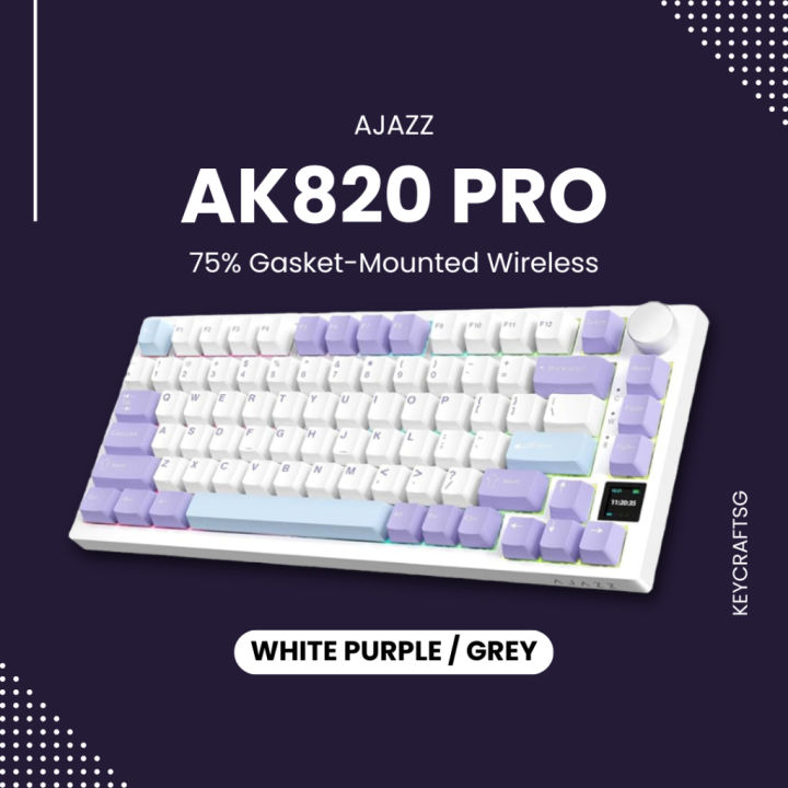 🇸🇬 Ajazz AK820 Pro 75% Wireless Prebuilt Custom Mechanical Keyboard with Linear Flying Fish ...