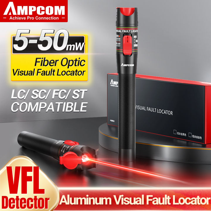 AMPCOM Visual Fault Locator Fiber Optic Cable Tester Red Light 5-50mW ...