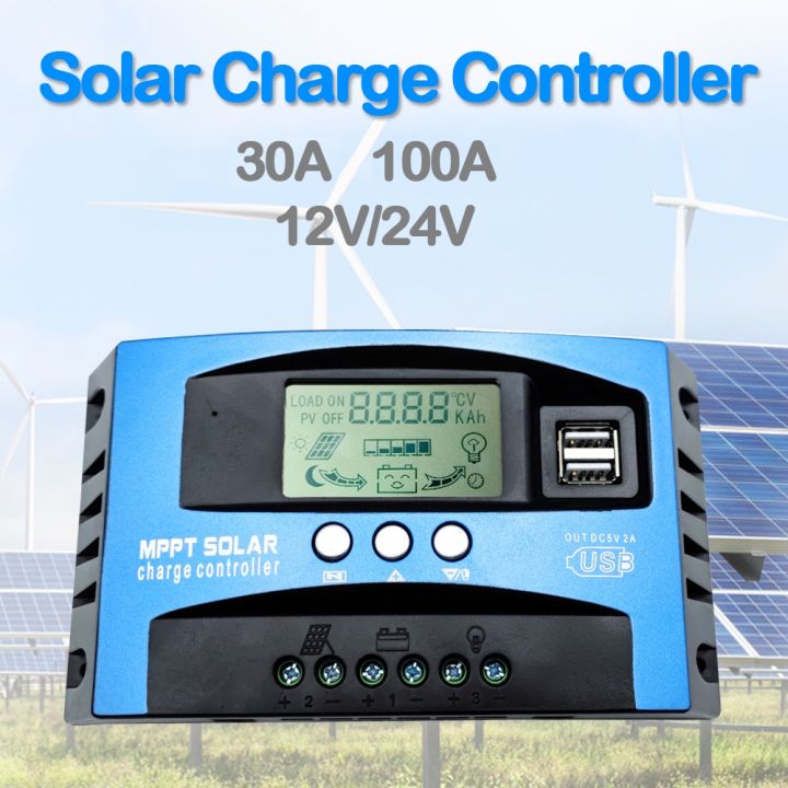 Mppt Solar Charge Controller 100A 30A Power Dual USB LCD Display Solar ...