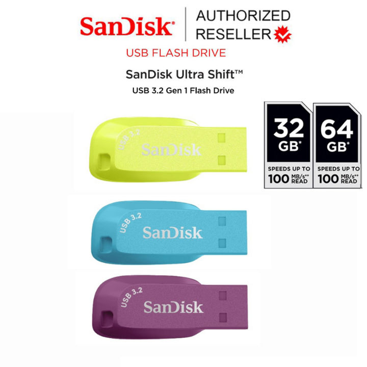 SanDisk Ultra Shift USB 3.2 Gen1 Flash Drive (SDCZ410 EP BB CO) 32GB ...