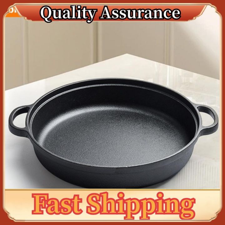 【Local】 22/25/28/30cm Cast Iron Skillet with Double Handles Frying Pan ...