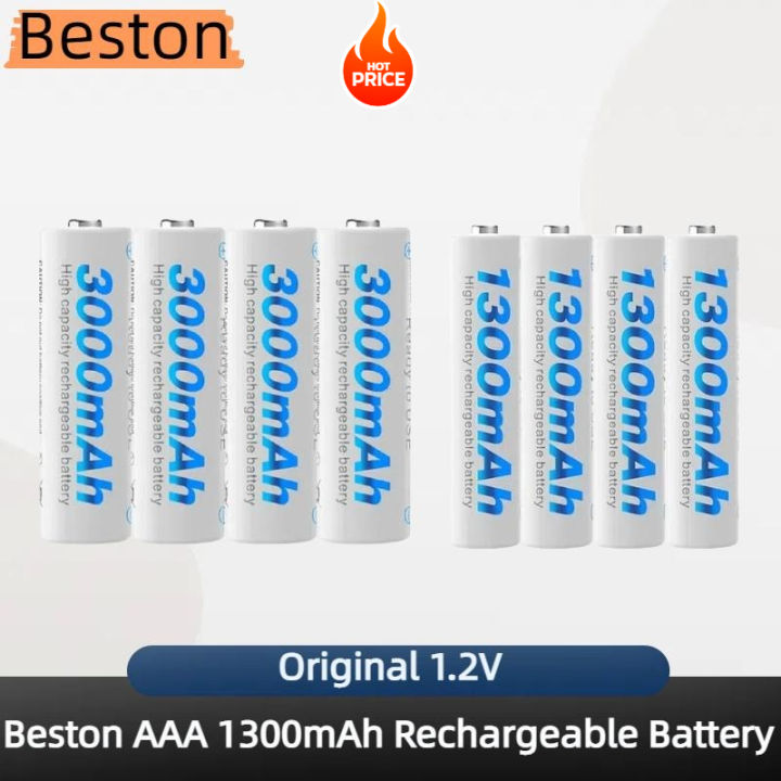 Beston Rechargeable Battery AAA 1.2V Ni-MH 1300mAh AA 3000mAh Cells ...
