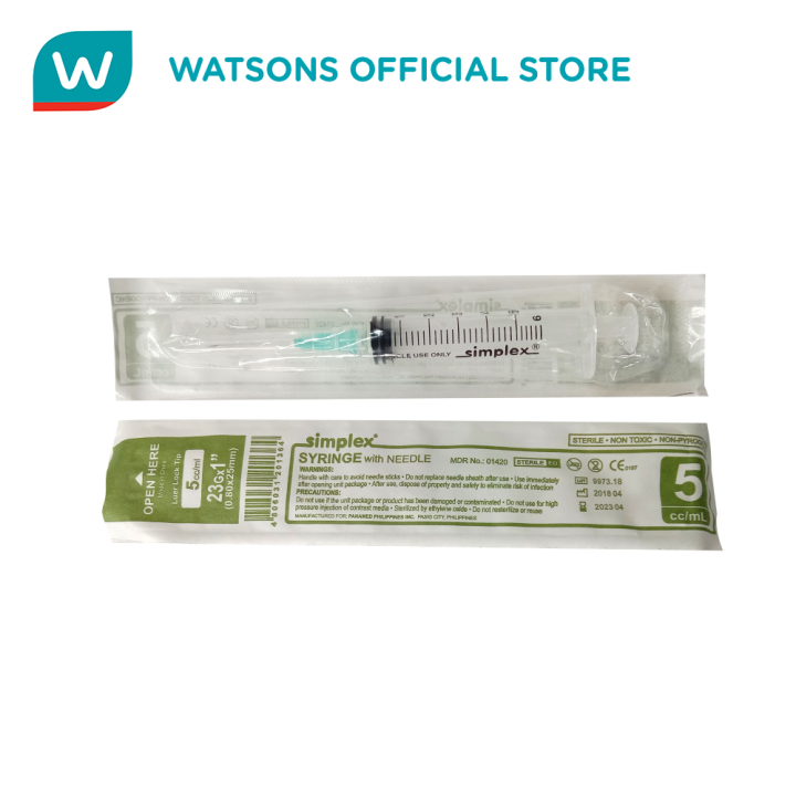 SIMPLEX Disposable Needle 5cc Ll G-23X1" 1 Syringe with Needle per ...