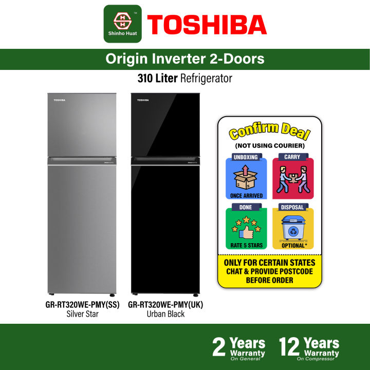 Toshiba Origin Inverter 2-Doors Refrigerator GR-RT320WE-PMY(SS) GR ...