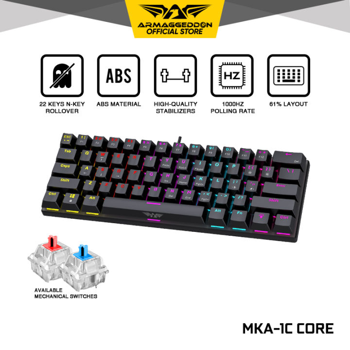 Armaggeddon MKA-1C Core 61 Keys Wired Mechanical Keyboard | Rainbow ...