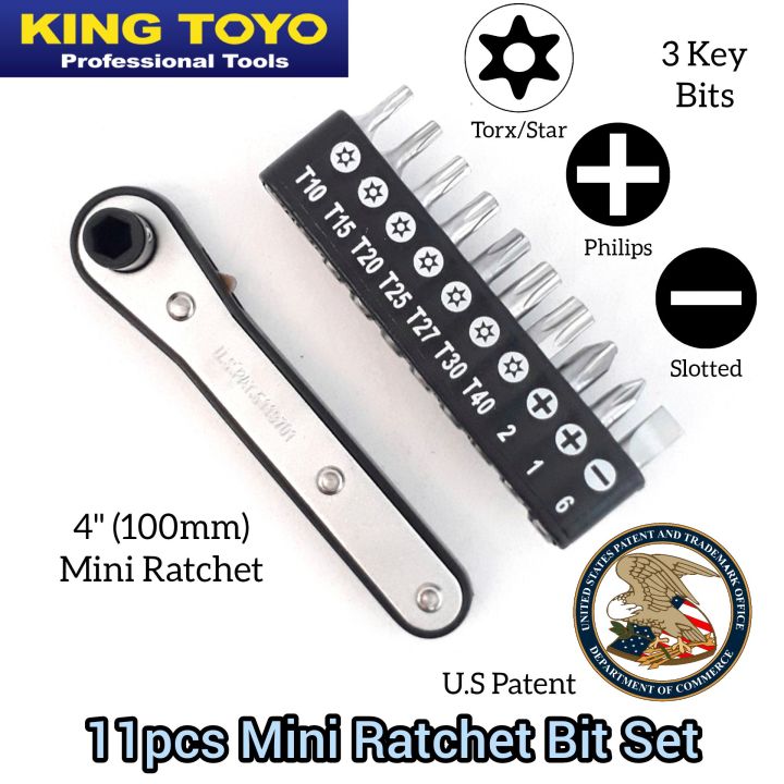 King Toyo 11 Pcs Mini Ratchet Bit Set For Automotive And Machinery ...
