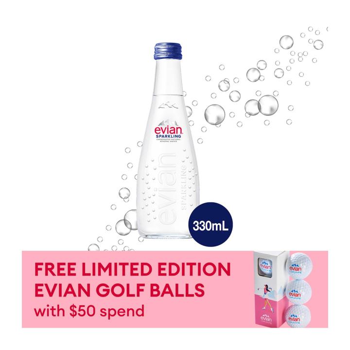 Evian Sparkling Carbonated Natural Mineral Water Glass Bottle 330ML | Lazada Singapore