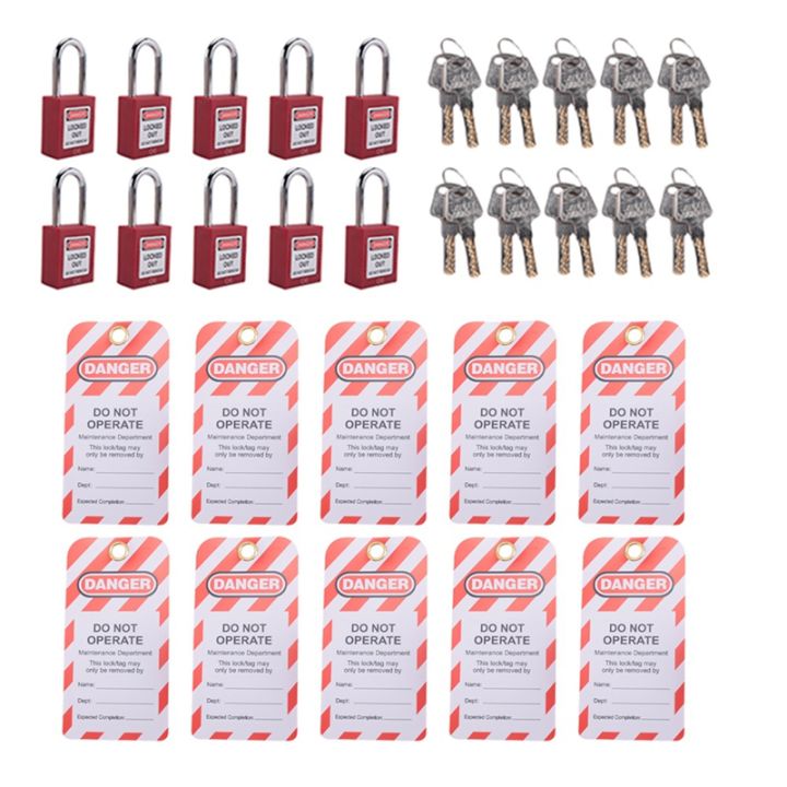 Red Lockout Tagout Locks with 10 Lock Out Tag Out Tags, Keyed Different,Compliant Safety Locks ...