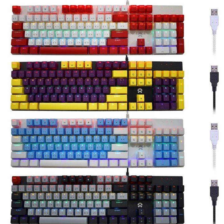 🆕มาใหม่ 🚀ส่งเร็ว🚀 OKER MIXED BACKLIT คีย์บอร์ดบลูสวิตช์กดเสียงดังคีย์แค ...