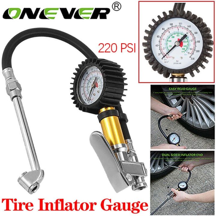 Tire Inflator with Pressure Gauge 220 PSI Air Chuck Heavy Duty Inflator ...