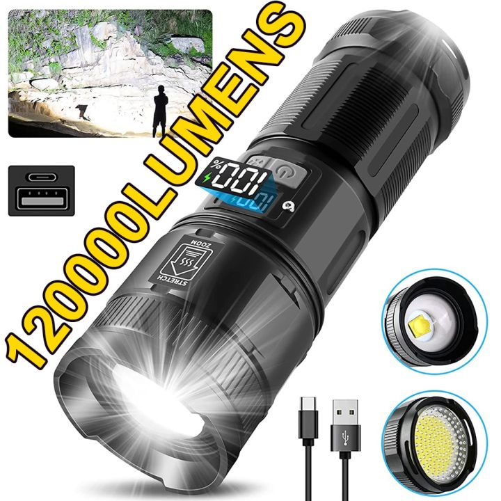 120000 Lumens Flashlight Super Bright torchlight powerful touch light XPH90 COB light led Torch ...