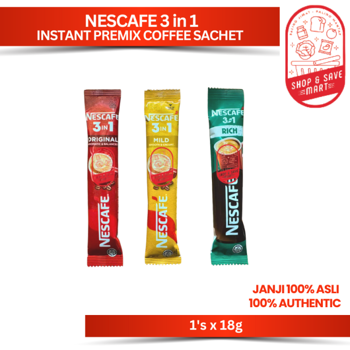 Nescafe 3 in 1 Original / Mild / Rich Premix Instant Coffee Sachet ...