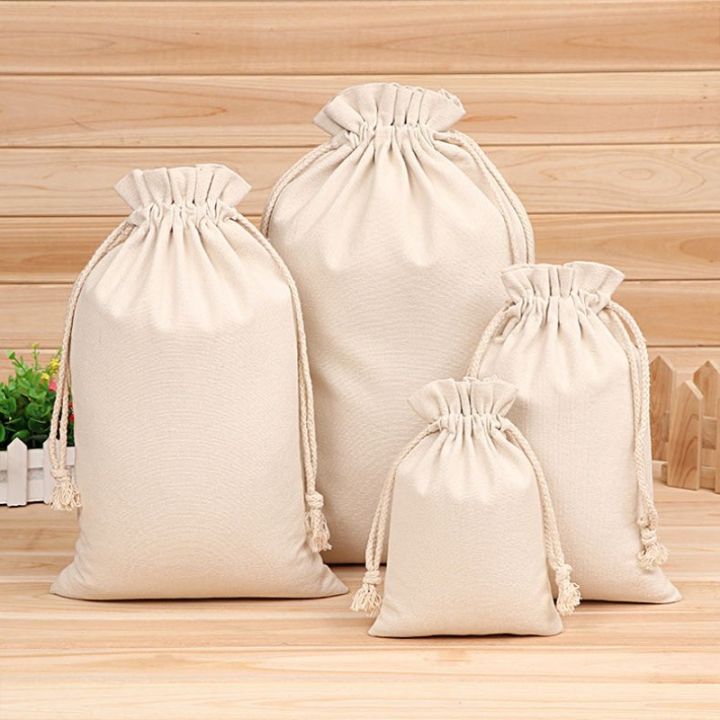Canvas Drawstring Pouch Plain Design Katsa Bag Dustproof Storage ...