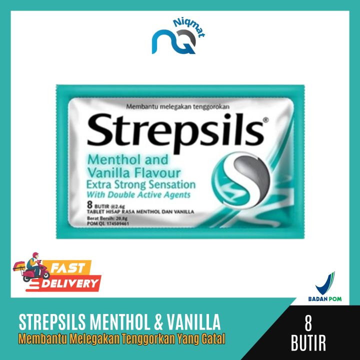 Permen Strepsils Menthol Vanilla Isi 8 Butir Pelega Tenggorokan Gatal ...