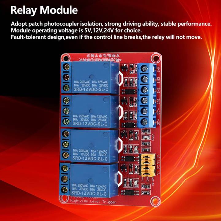 4 Channel Relay Module Board with Optocoupler High & Low Trigger Module ...