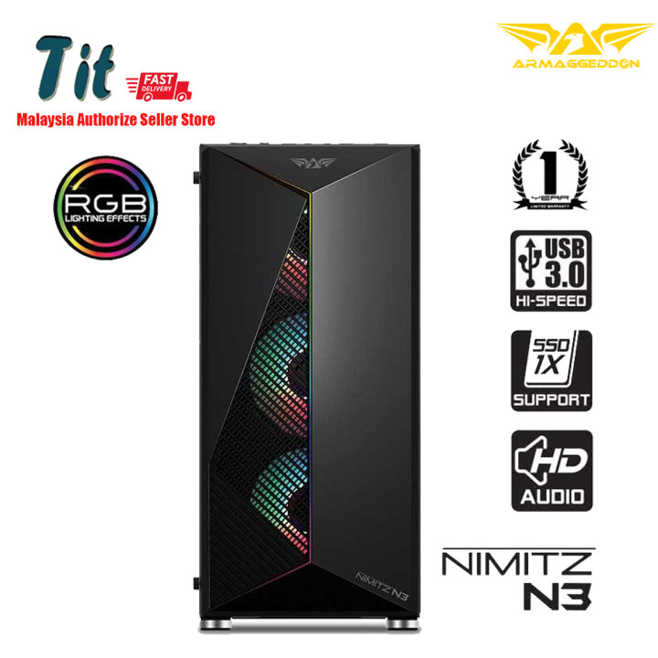 Armaggeddon Nimitz N3 Excellent ATX Gaming PC Case with RGB Lightning ...