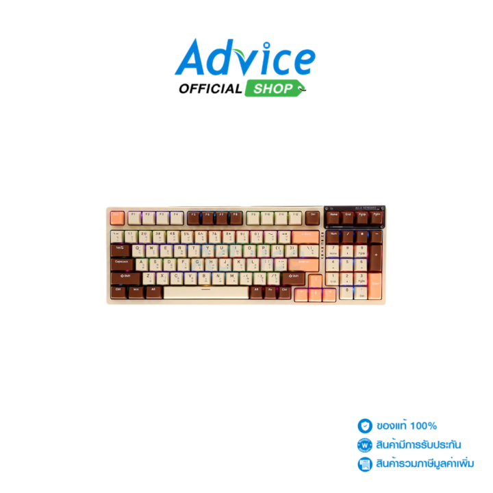 WIRELESS/BLUETOOTH KEYBOARD AULA F98 BROWN/PINK/ORANGE WHITE-SWITCH ...