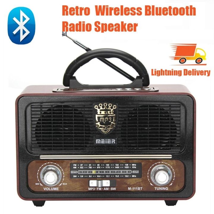 New Retro Radio Wireless Bluetooth Portable Wooden Outdoor HIFI Speaker ...