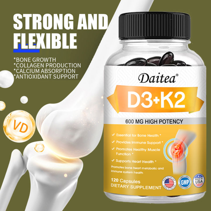 DAITEA Vitamin D3 K2 Daily Supplement to Support Healthy Immune System ...
