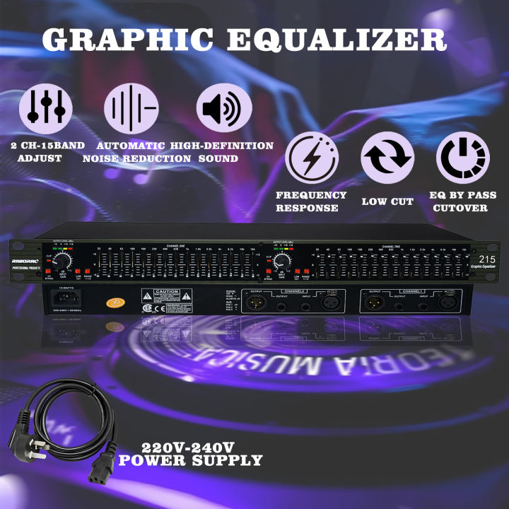 RIWORAL Equalizer 231 231-SUB Graphic Equalizer EQ Dual channel 31 band 2-series for sound ...