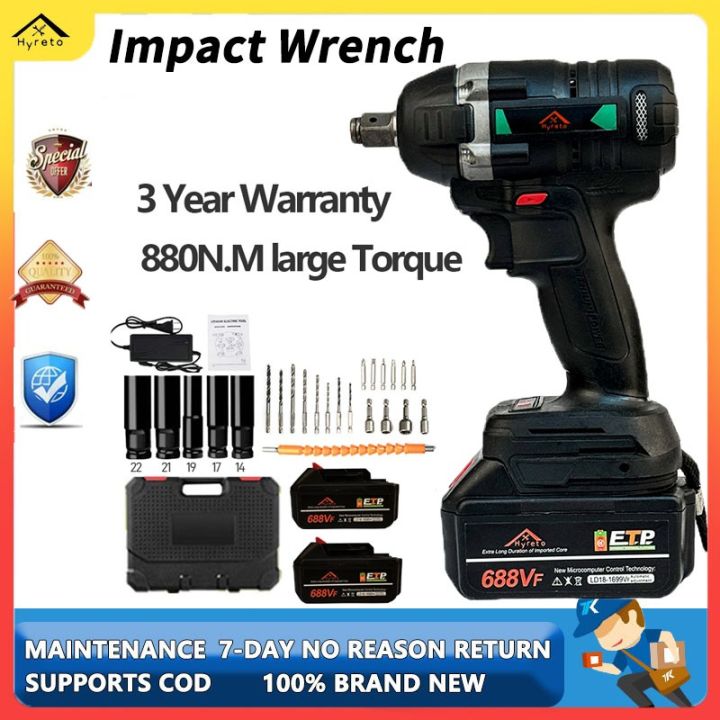 Hyreto Impact Wrench With Socket Brushless Car Tools Cordless Electric ...