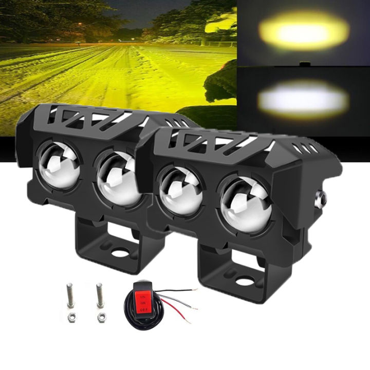 Motorcycle Spotlight Mini Driving Light Set 1Pair High and Low Beam ...
