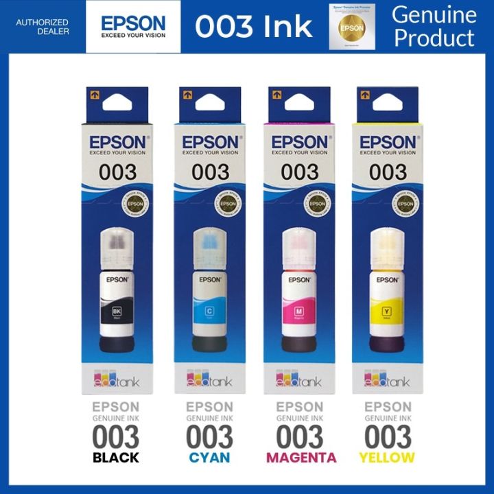 Epson 003 Black Cyan Magenta Yellow Ink Original L1110 L3110 L3116 ...