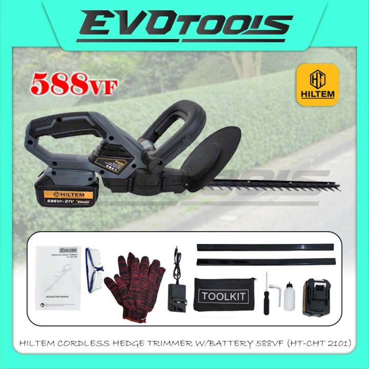 HILTEM CORDLESS HEDGE TRIMMER W/BATTERY 588VF (HT-CHT 2101)/ ELECTIRC ...