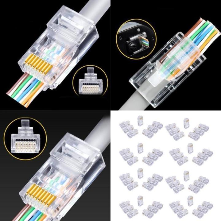 Cat6 RJ45 Ethernet Connectors, UTP Networking Cable Crimp Ends For 24 ...