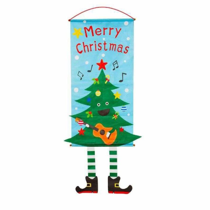 Merry Christmas Window Sign Banner Xmas Hanging Flag Porch Ornaments ...